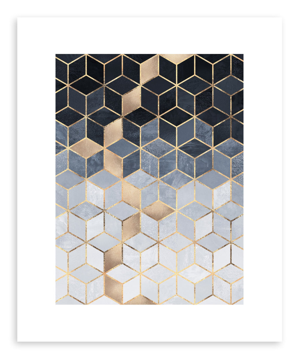 Fine art print Soft Blue Gradient Cubes by artist Elisabeth Fredriksson ...