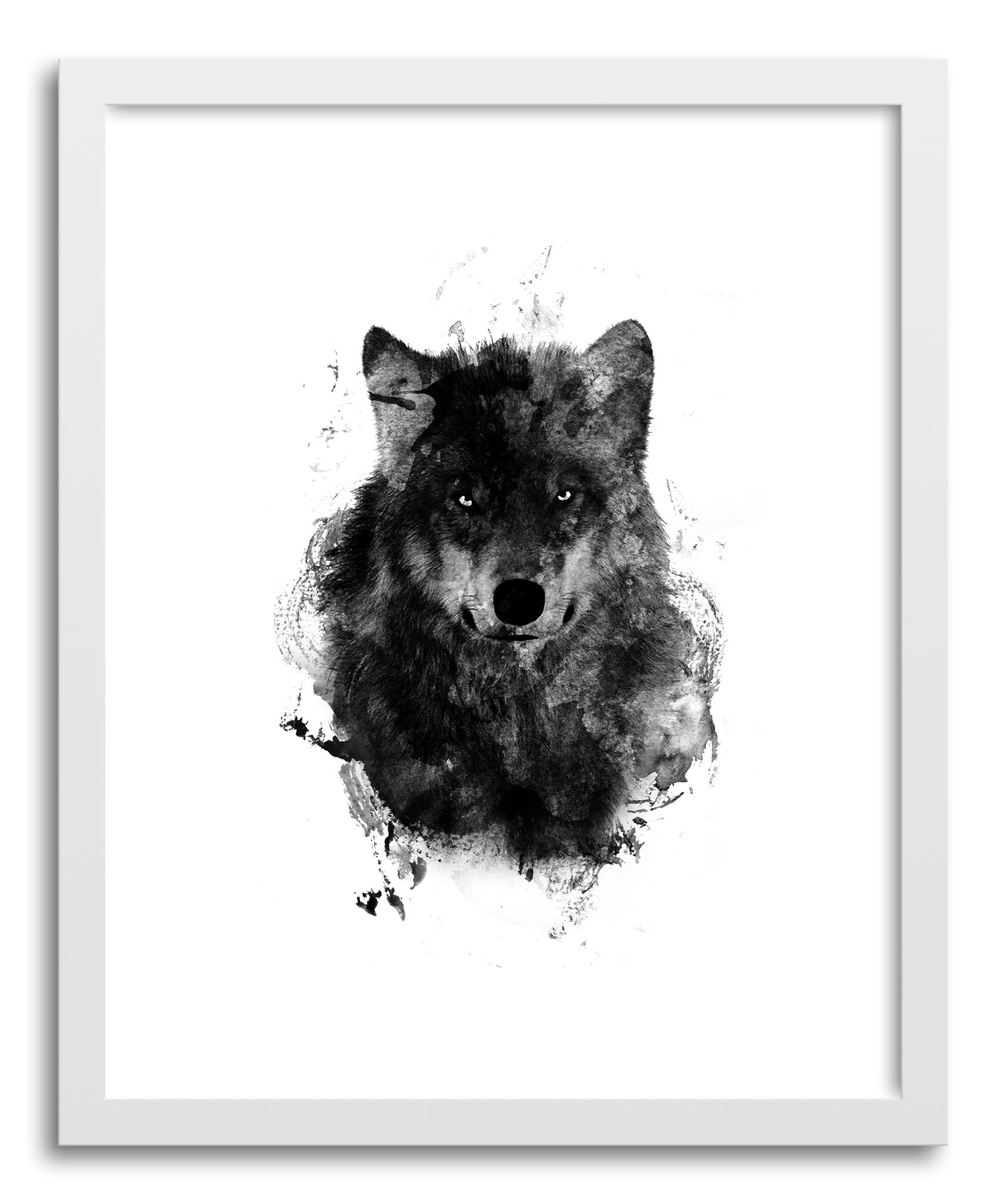 Black And White Wolf Painting